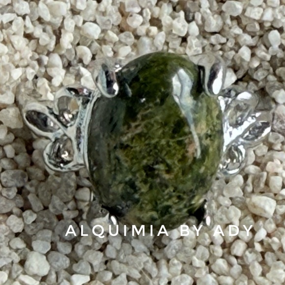 Alquimia | Jewelry | Olive Green Unakite And Silver Pinky Ring | Poshmark